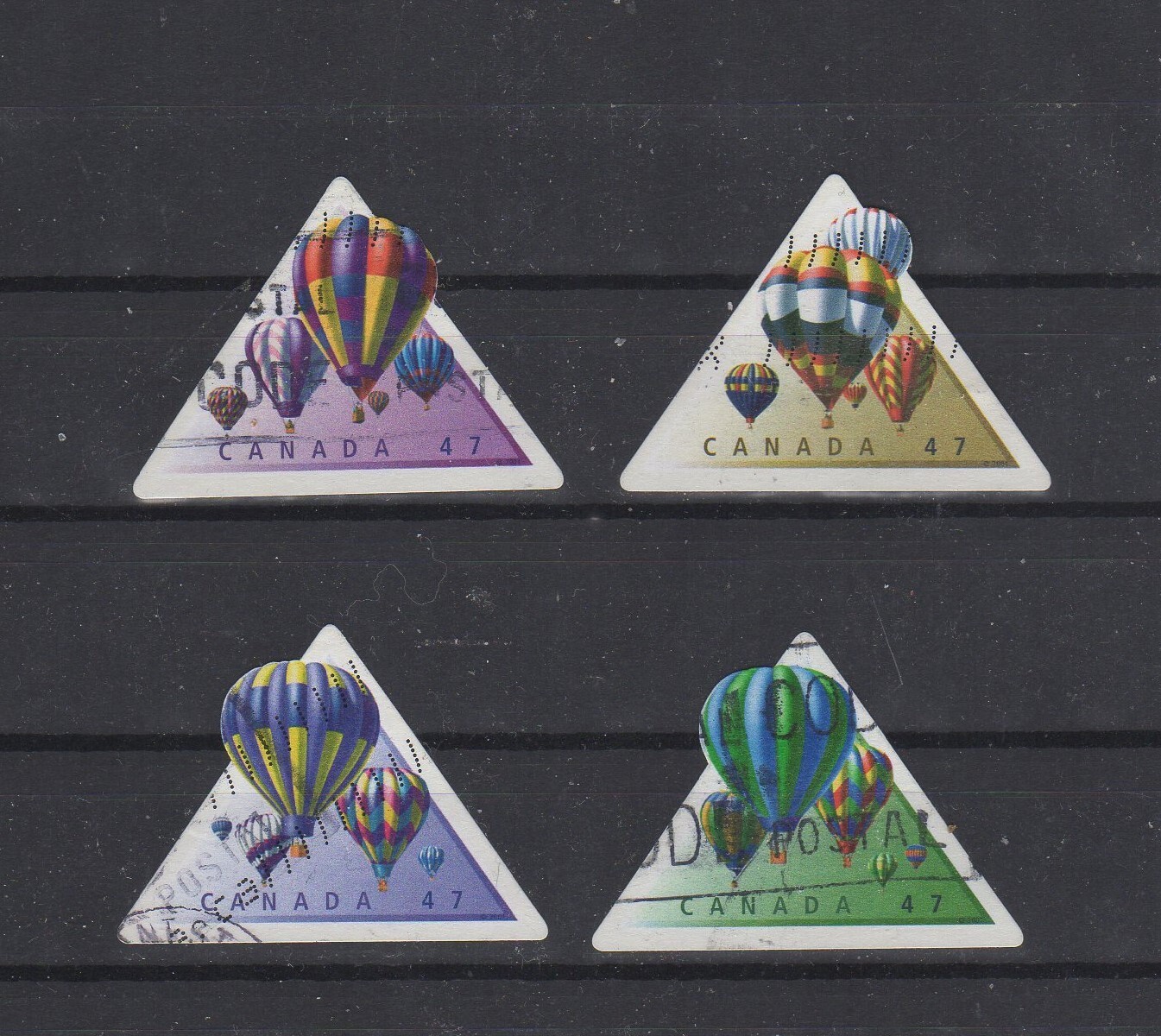 Canada Group of 4 Balloon Stamps, Cancelled with Postmarks & Perf ...