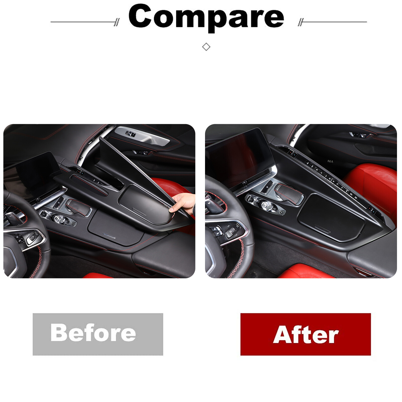 Matte Black Car Center Control Gear Panel Cover Trim For Corvette C8 ...