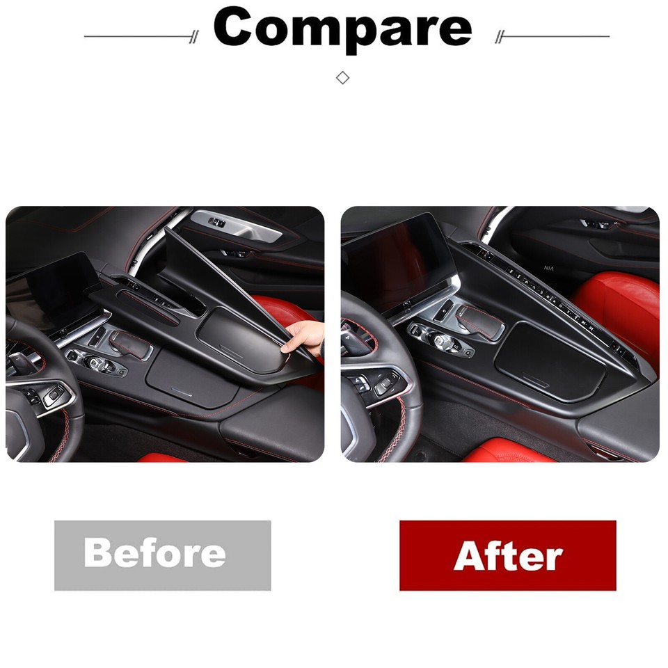 Matte Black Car Center Control Gear Panel Cover Trim For Corvette C8 ...