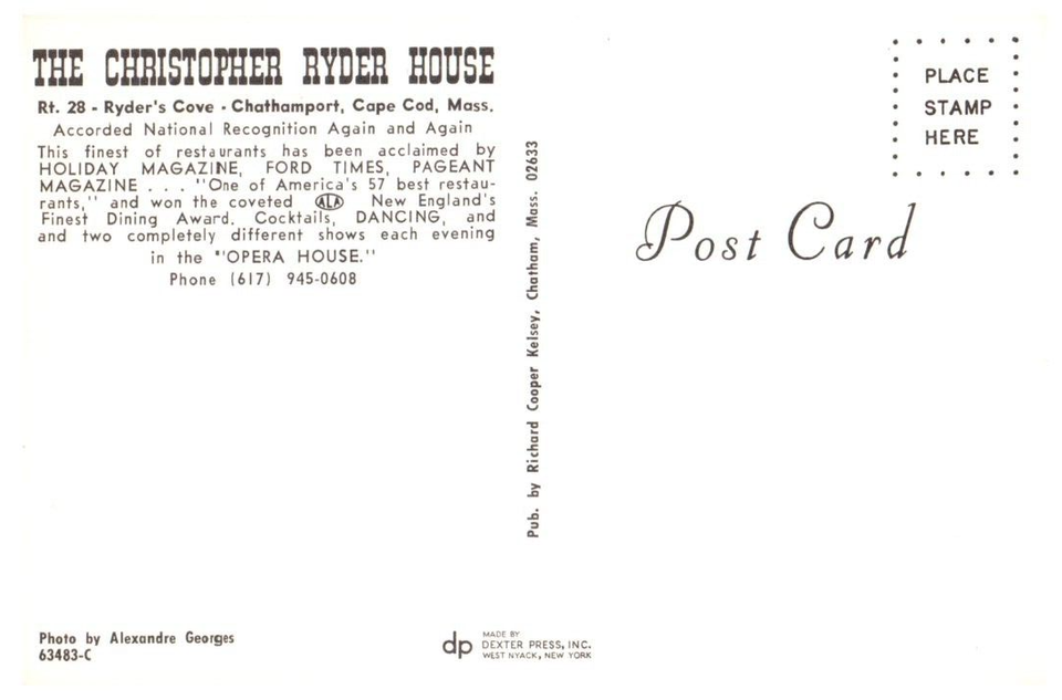 The Christopher Ryder House Cape Cod Massachusetts Postcard | eBay