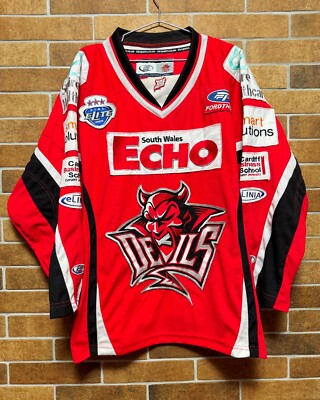 CARDIFF DEVILS WALES ELITE EIHL ICE HOCKEY SHIRT JERSEY CH SIZE L MEN ...