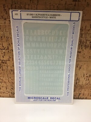 MICROSCALE DECAL HO SCALE 87-240-1: Alphabet & Numbers Quentin Style ...