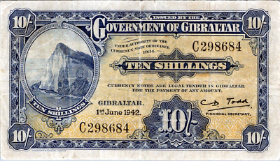 Gibraltar 10 Shillings 1942 Pick # 14 | eBay
