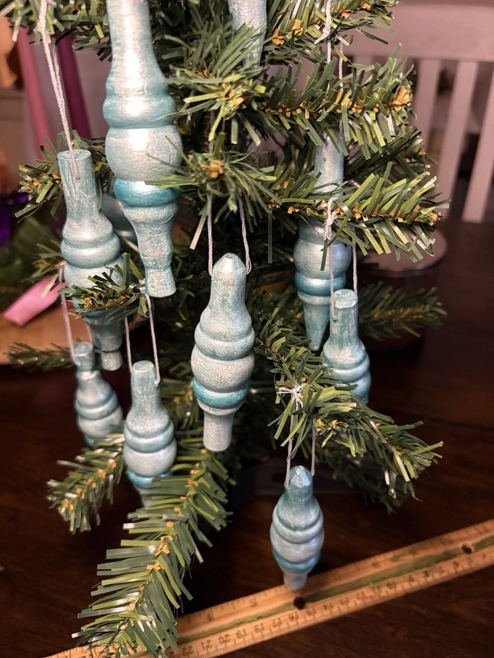 11 Wooden Spindle Ornament Christmas Tree Turned Hardwood all different ...