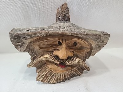 Hand Carved Hanging Folk Tree Bearded Man Face HILLBILLY German Art | eBay
