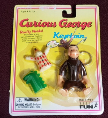 Curious George Monkey Keychain 2 Hand Puppets Clown Dinosaur 1988 ...