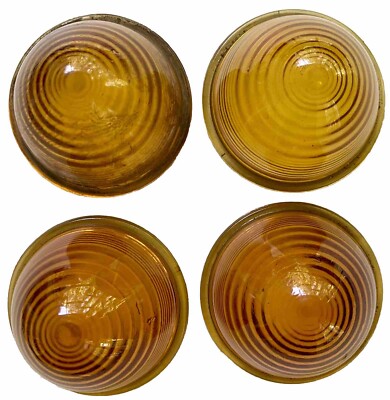 FOUR (4) KD LAMP 501 - 516 AMBER GLASS BEEHIVE SIGNAL LIGHT LENS SET 2 ...