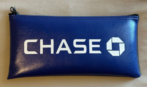 *RARE VINTAGE* JPMorgan Chase & Co. Blue Zipper Money Deposit Bag (10.5 ...