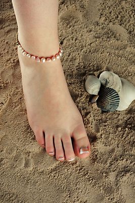 Pink Pearl Anklet with Gold Chain Ball in Loop Closure Ankle Bracelet ...