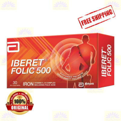 1 X Abbott Iberet Folic 500 30'S Iron Vitamin C & B Complex - FREE ...
