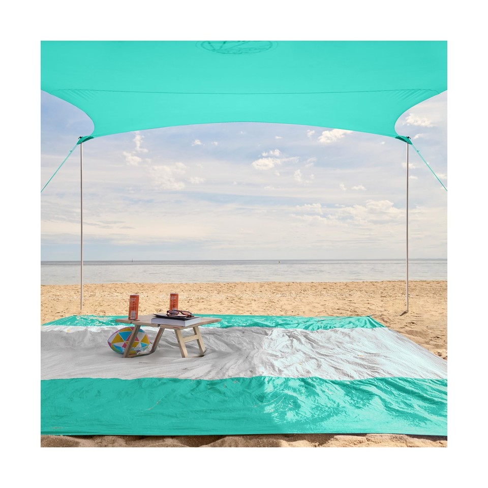 WEKAPO Beach Tent Sun Shelter - Easy Setup Beach Canopy with 4 Sturdy ...