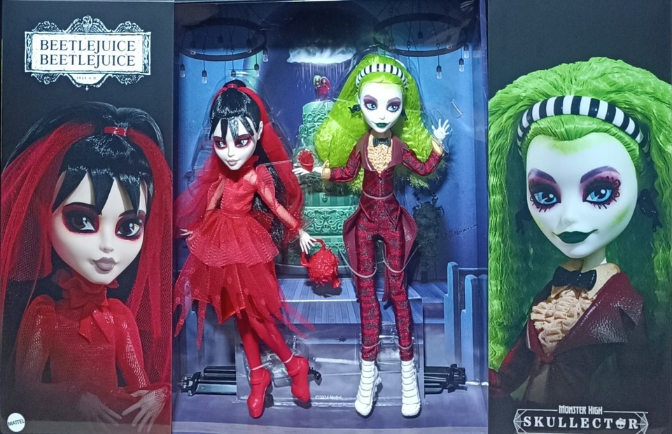 MONSTER HIGH SKULLECTOR Beetlejuice & Lydia Doll 2 pack IN HAND QUICK ...