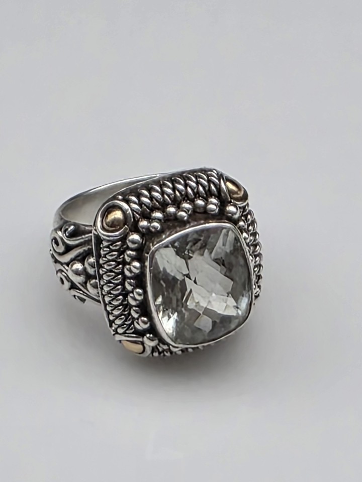 BA 18K YELLOW GOLD STERLING SILVER 925 QUARTZ INDONESIA RING SIZE 6 | eBay