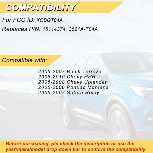 KOBGT04A Key Fob Replacement for 2006-2010 Chevy HHR, 4 Btn, 2Pcs | eBay