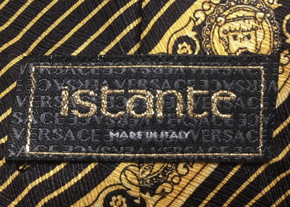 ISTANTE by VERSACE /Neo-Classic Repp Stripe Designer Silk Tie w/Gold ...