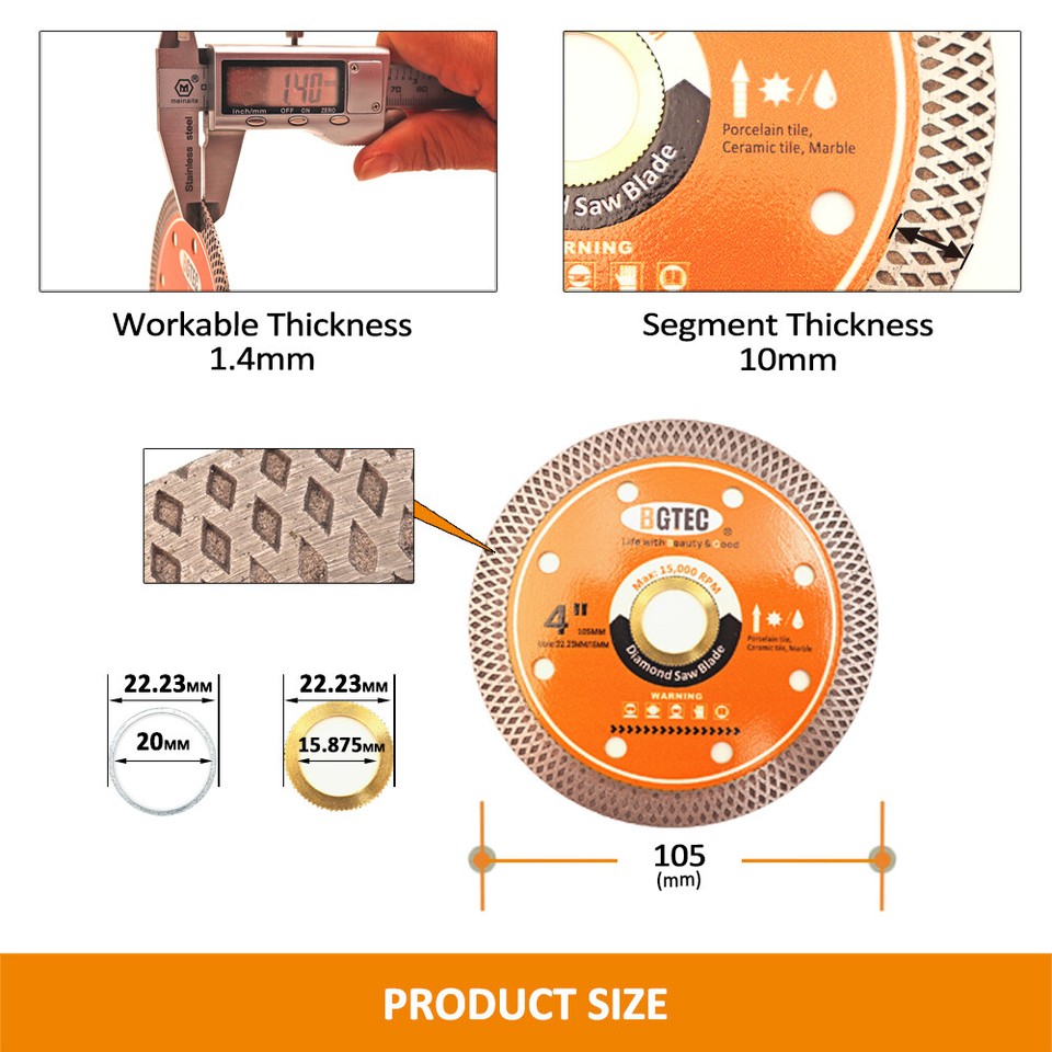 4/4.5/5" Diamond Cutting Disc for Porcelain Ceramic Marble Mesh Saw ...