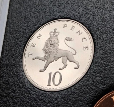 1987 PROOF 10p CROWNED LION large old style Ten Pence coin Elizabeth II ...