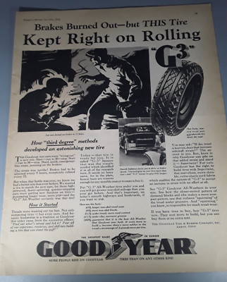 Original 1934 Goodyear Tire Magazine Ad ''Kept Right on Rolling" | eBay