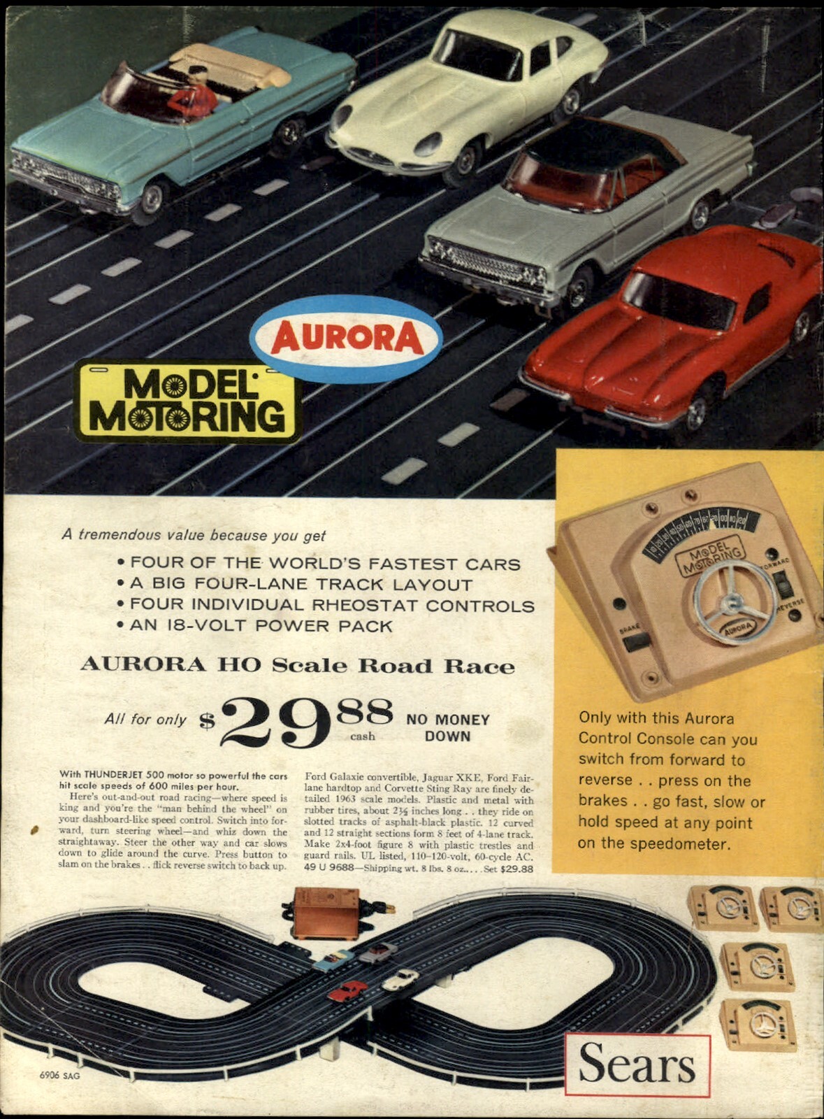 1964 PAPER AD COLOR Aurora HO Scale Road Race Model Motoring | eBay