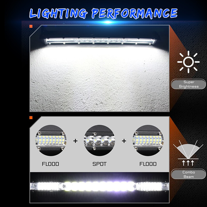 10" 20" 30" 40''Slim LED Light Bar Spot Flood Combo Work Offroad ...