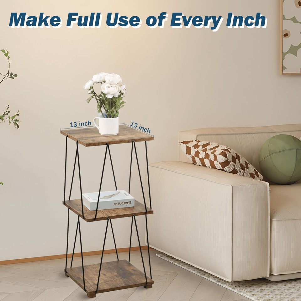 LOFTEY Small Side Table Square Small End Table 28 Inch Industrial Tall ...