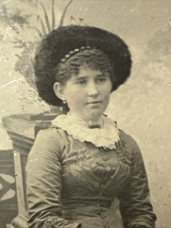 3 Victorian Women Fancy Hats antique 1870s Tintype Photo Dresses | eBay