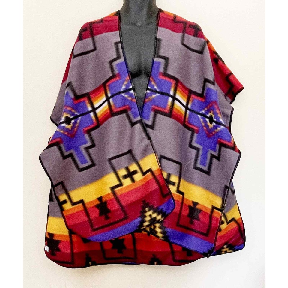 Unisex Traditional Mexican Ruana Purple Southwestern Soft Warm Vibrant ...