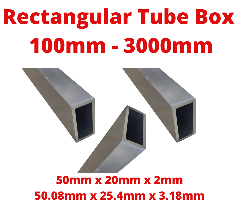 ALUMINIUM RECTANGULAR BOX SECTION 50mm , Custom Length 100mm to 3000mm ...