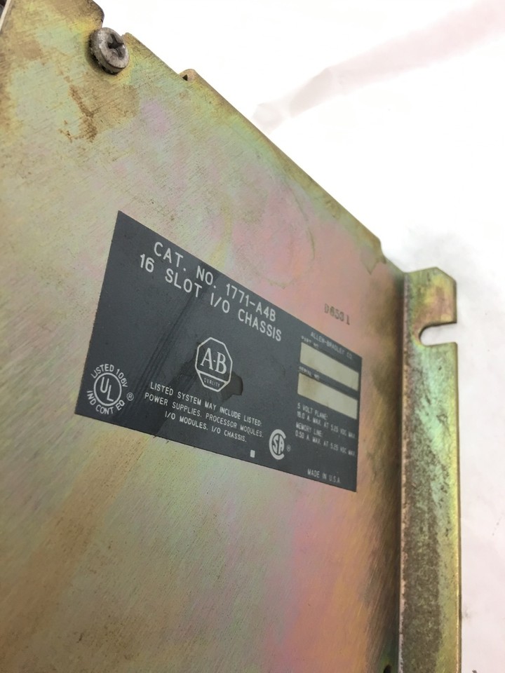 ALLEN BRADLEY 1771-A4B 16 SLOT I/O CHASSIS FULL AB INPUT/OUTPUT CARDS ...