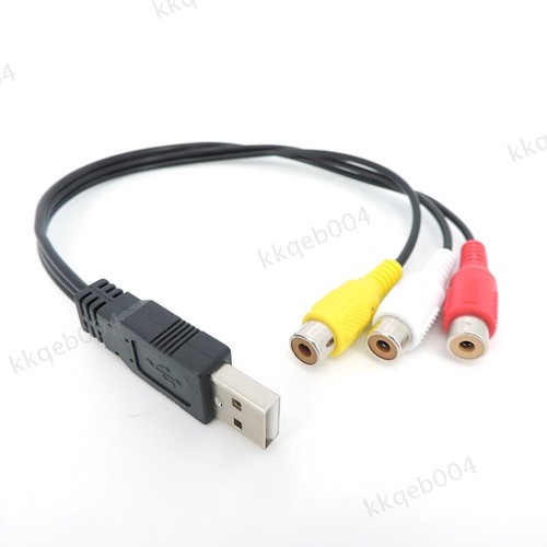 USB Male Plug To 3 RCA Female AV Audio Converter Video A/V to Cable for ...