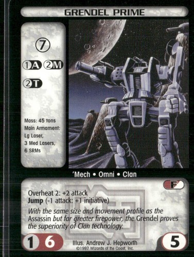 1997 Battletech Mercenaries TCG CCG - Grendel Prime - Clan Mech! | eBay