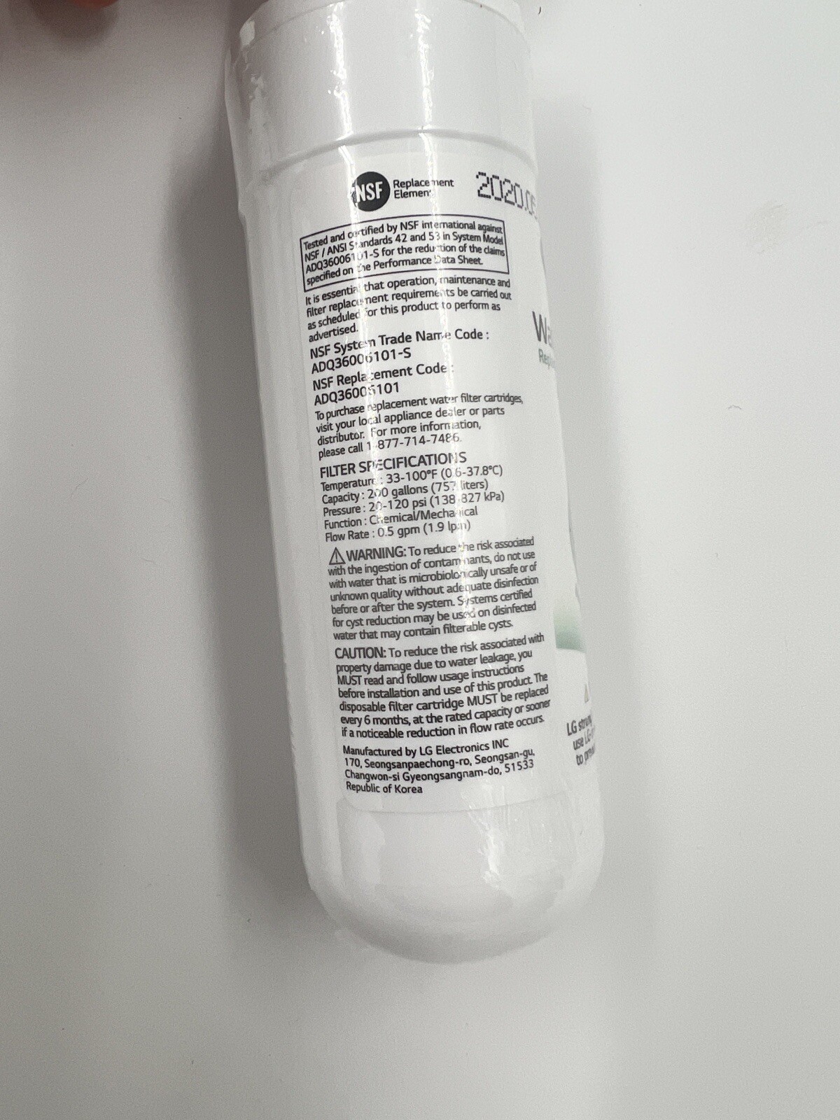 LG Water Filter Genuine OEM Original Replacement Cartridge LT700P ...