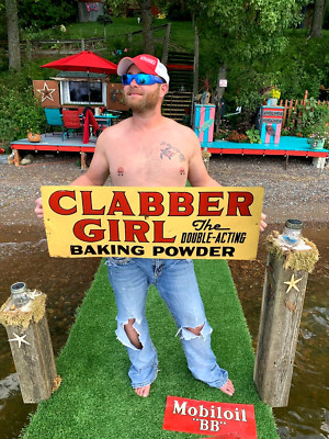 Vintage Metal Clabber Girl Baking Powder Sign 34 by 12 Bakery Country ...