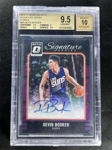 2016-17 Donruss Optic Devin Booker #48 Purple Signature Series Auto BGS ...
