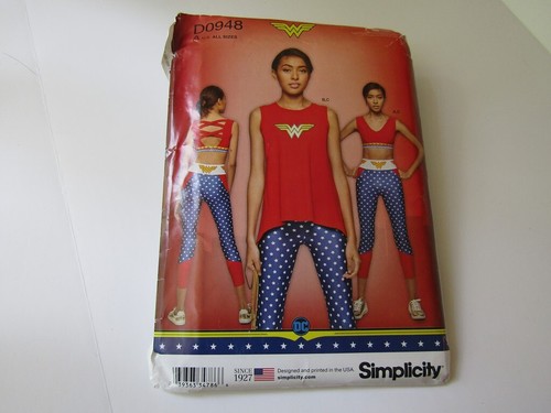 Sewing Pattern Simplicity DC Comics Wonder Woman D0948 knit sports bra ...