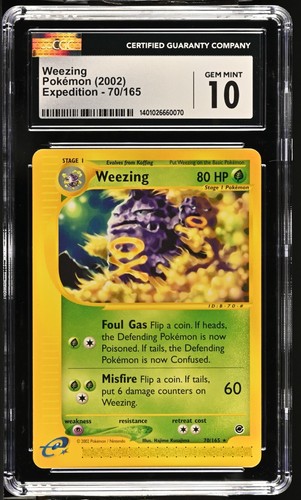Weezing Non-Holo Rare 2003 Pokemon Card 70/165 Expedition Set CGC 10 ...