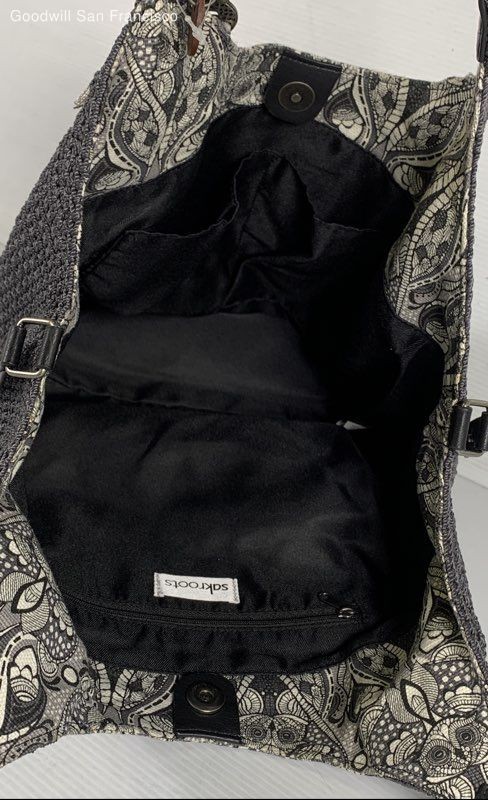 Sakroots Black Gray Owl Print Inner Pockets Double Handle Travel ...