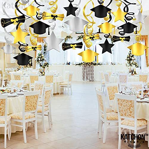 KatchOn, Black and Gold Graduation Hanging Decorations - Pack of 47 ...