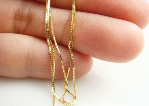 Solid AU750 18K Yellow Gold Necklace / Fine Box Chain 15.7 Solid AU750 18K Yellow Gold Necklace / Fine Box Chain 15.7