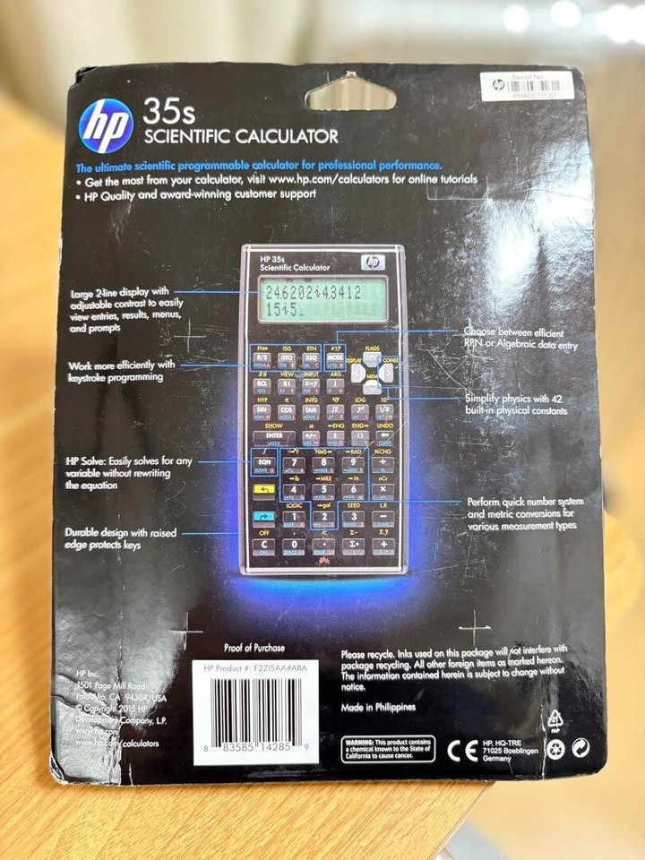 HP 35s Scientific Calculator HP35S Brand New,Unopened,Factory Sealed ...