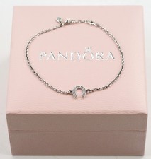 Authentic PANDORA 925 Silver Bracelet Symbol of Protection Clear CZ ...