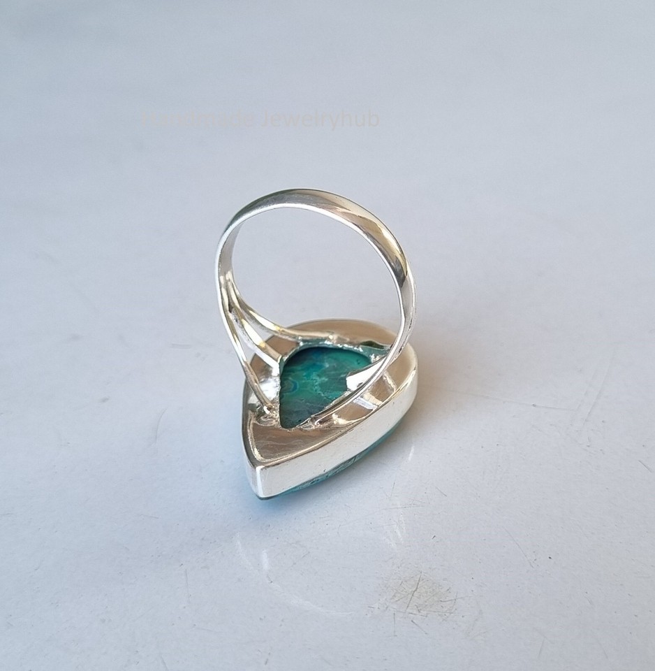 Cute Azurite Malachite Gemstone Ring 925 Sterling Silver Handmade ...