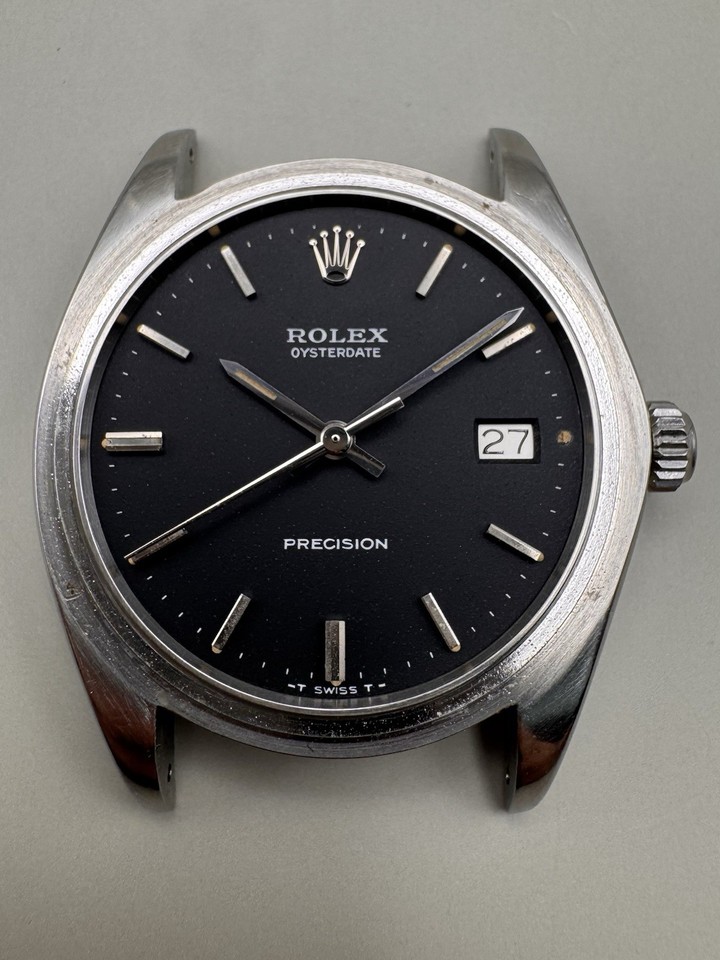 Rolex Oysterdate Precision 6694 Matte Black Dial 34mm Cal. 1225 Vintage ...