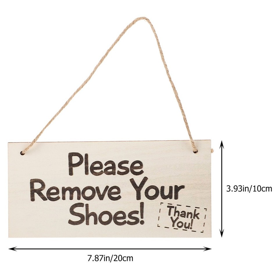4 Pcs Wooden Door Sign Please Remove Your Shoes Wood Hanging Sign for ...