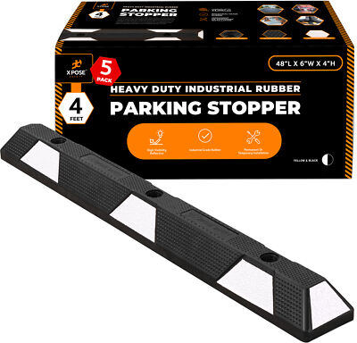Parking Block Curb Stop, 48" Heavy Duty White Reflective Strip - 5 Pack ...