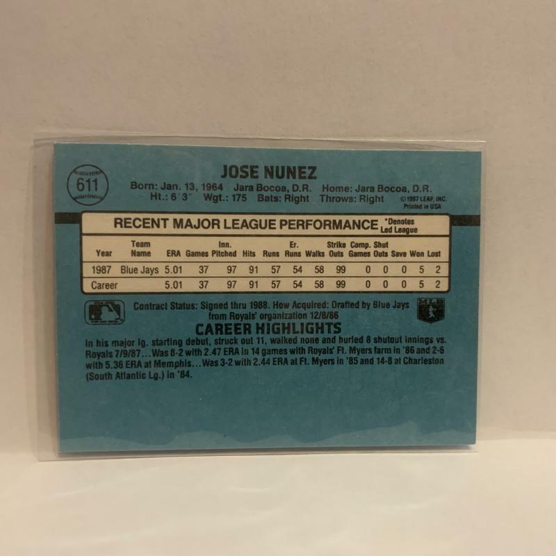#611 Jose Nunez Toronto blue Jays 1988 Donruss Baseball Card HD | eBay