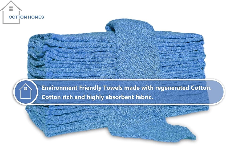 600 BULK INDUSTRIAL SHOP RAGS / CLEANING TOWELS BLUE WITH 60 FREE SHOP ...