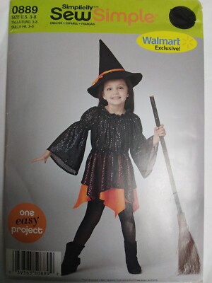 Witch Dress S M L 3-8 Girls Costume Halloween Simplicity 0889 Sewing ...