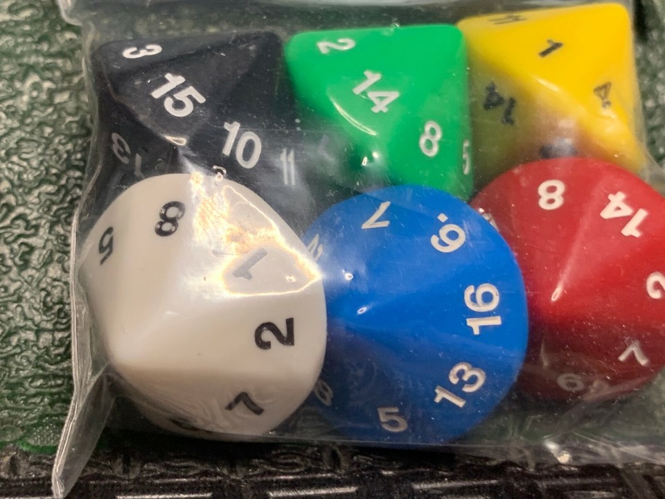 20mm Assorted D16 (Sixteen Sided) x6 Dice Opaque Die Tabletop Gaming ...