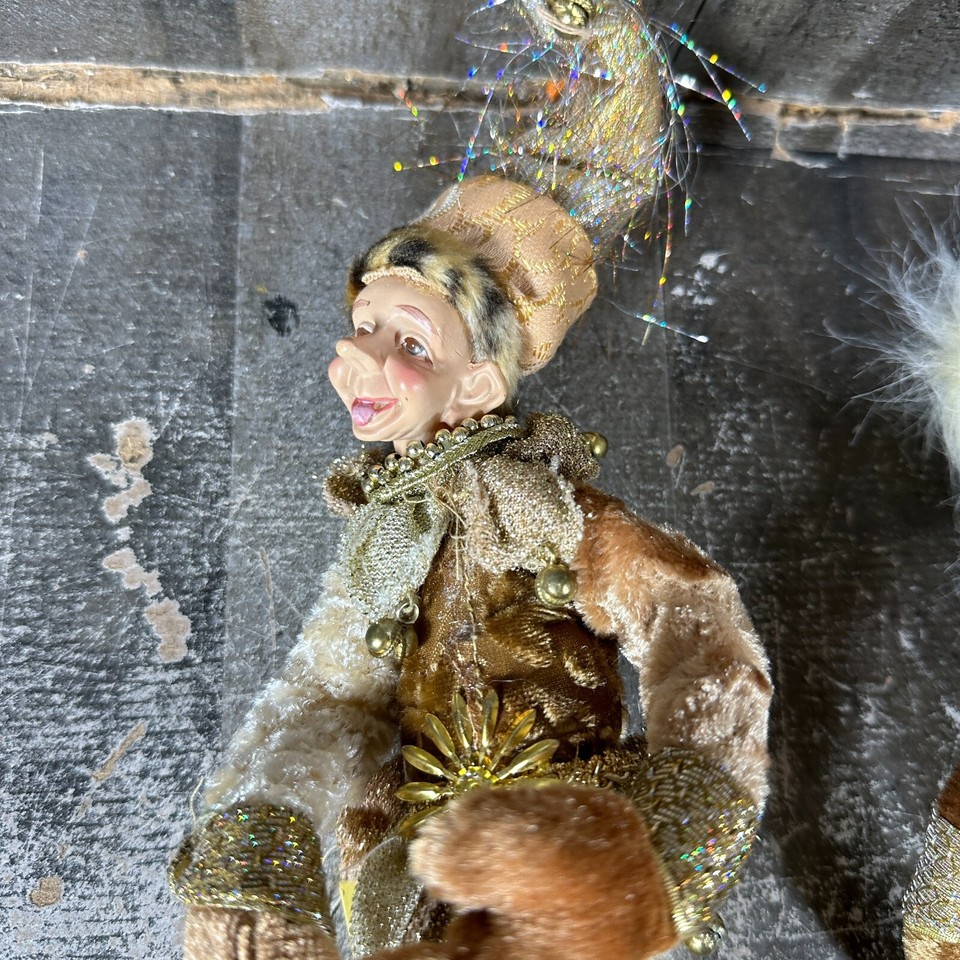 Mark Roberts Elf Jester Gold Christmas Fairy Doll Ornament Elves Lot of ...